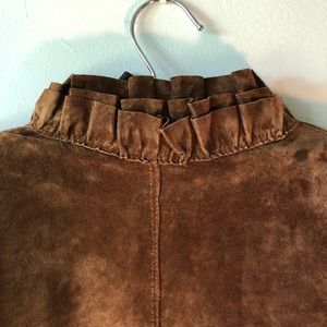 Chico's | Jackets & Coats | Chicos Suede Leather Jacket Ruffle Collar | Poshmark